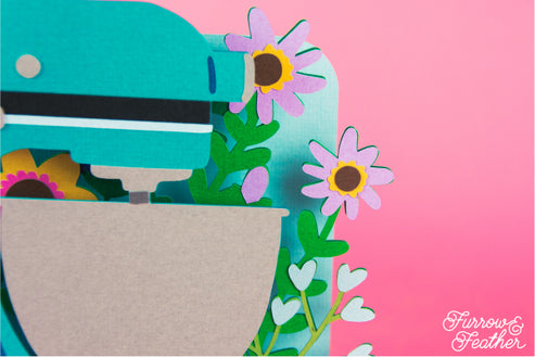 KitchenAid Mixer with Wildflowers Card SVG – Furrow and Feather SVG