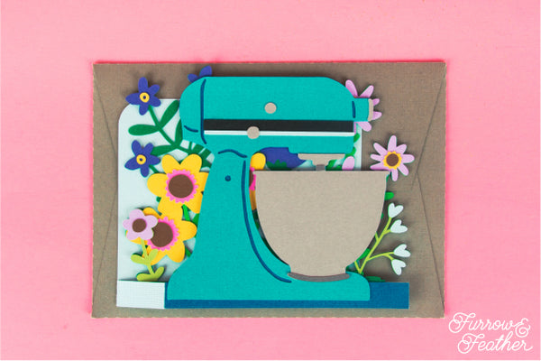 KitchenAid Mixer with Wildflowers Card SVG – Furrow and Feather SVG
