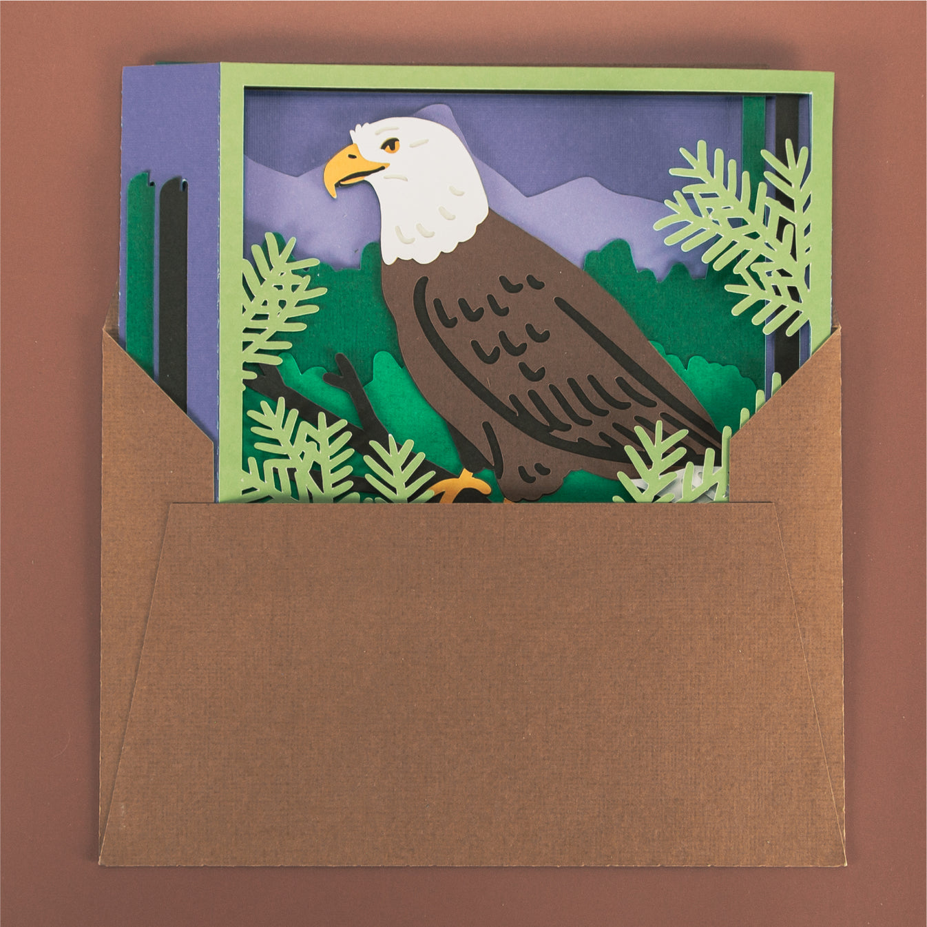 Bald Eagle Scene Card - 3D 4th of July Card SVG – Furrow and Feather SVG