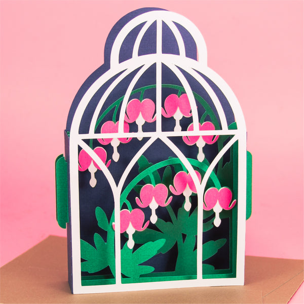 Bleeding Heart Birdcage Card - 3D Flower Card SVG – Furrow and Feather SVG