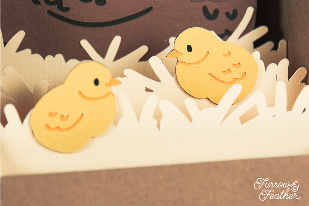 Chicken Nest Box Card - Hen and Chicks Card SVG – Furrow and Feather SVG