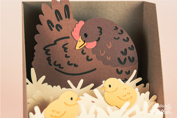 Chicken Nest Box Card - Hen and Chicks Card SVG – Furrow and Feather SVG