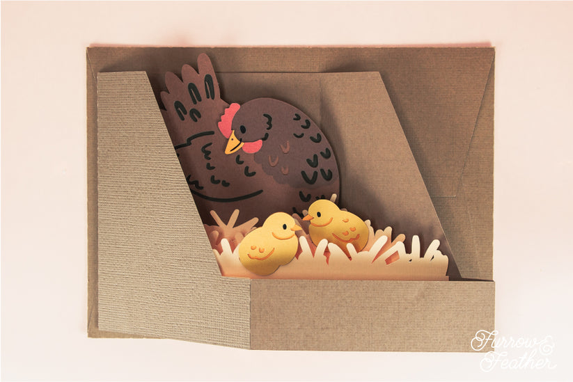 Chicken Nest Box Card - Hen and Chicks Card SVG – Furrow and Feather SVG