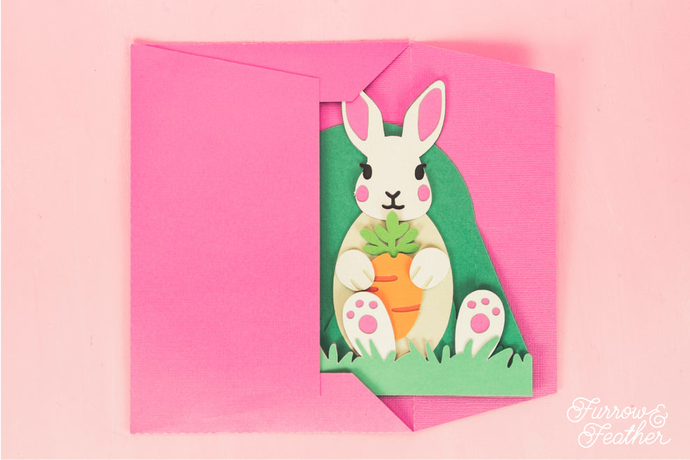 Easter Bunny Holding a Carrot Card - Easter Card SVG – Furrow and ...