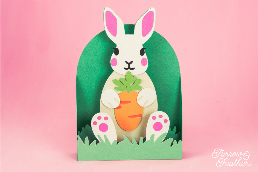 Easter Bunny Holding a Carrot Card - Easter Card SVG – Furrow and ...