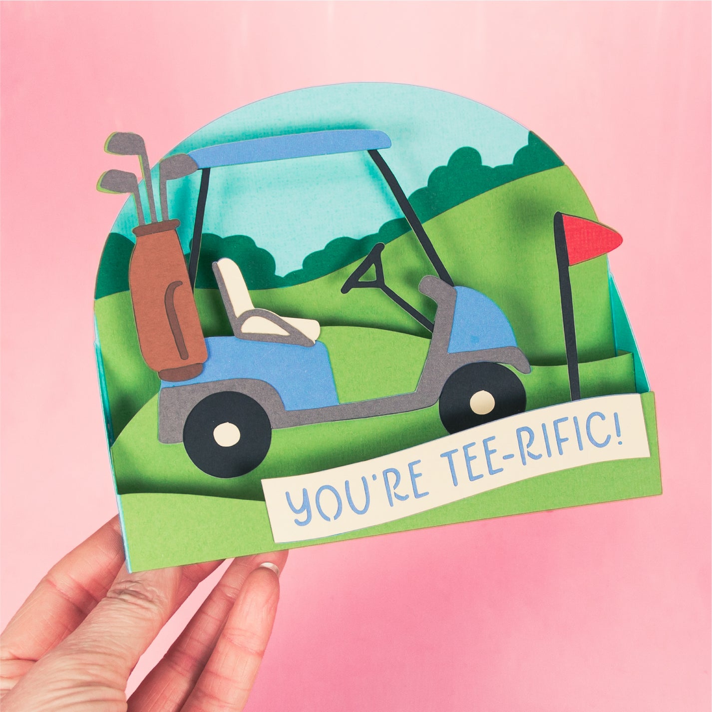 Golf Cart Card - 3D Golfing Card SVG – Furrow and Feather SVG