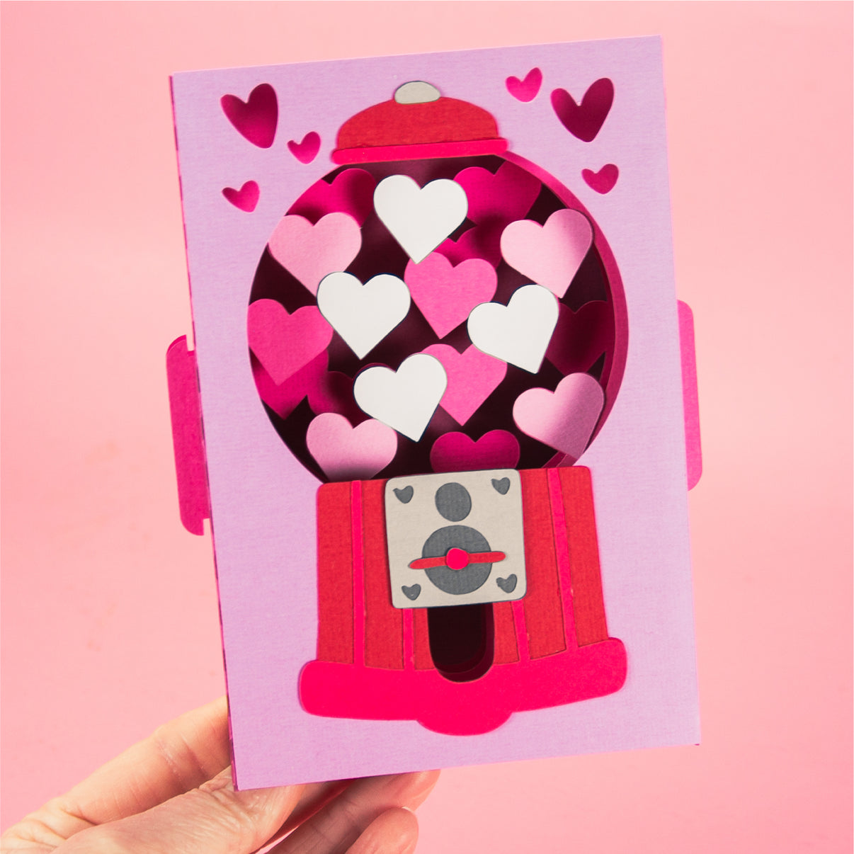 Heart Gumball Machine Card - 3D Valentine’s Day Card SVG – Furrow and ...