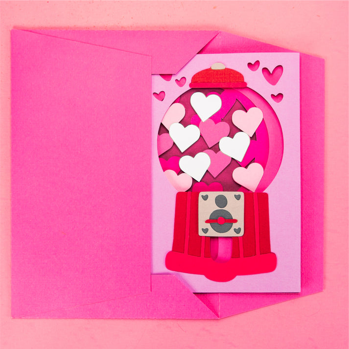 Heart Gumball Machine Card - 3D Valentine’s Day Card SVG – Furrow and ...