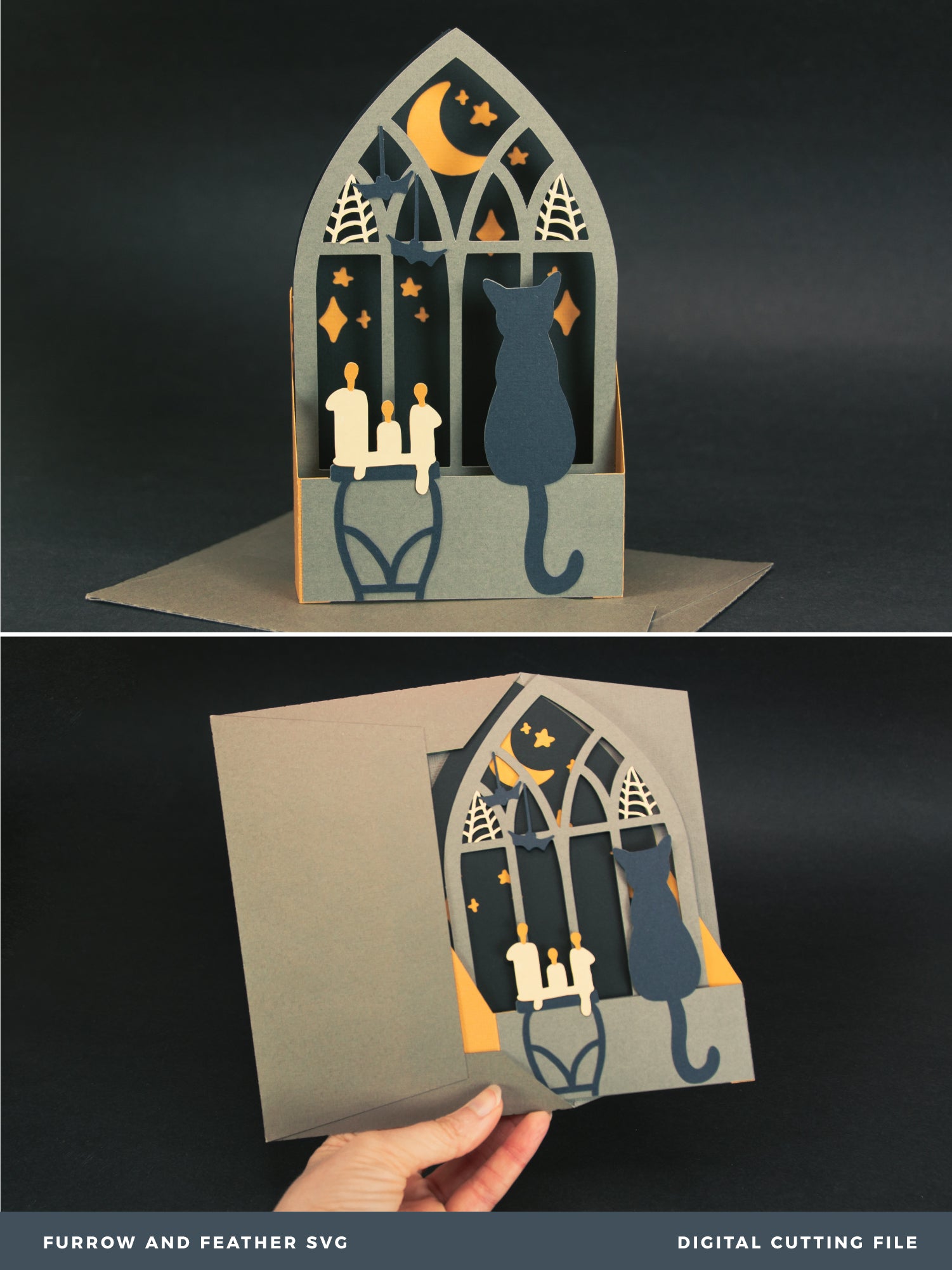 Halloween Window Card - 3D Card SVG – Furrow and Feather SVG