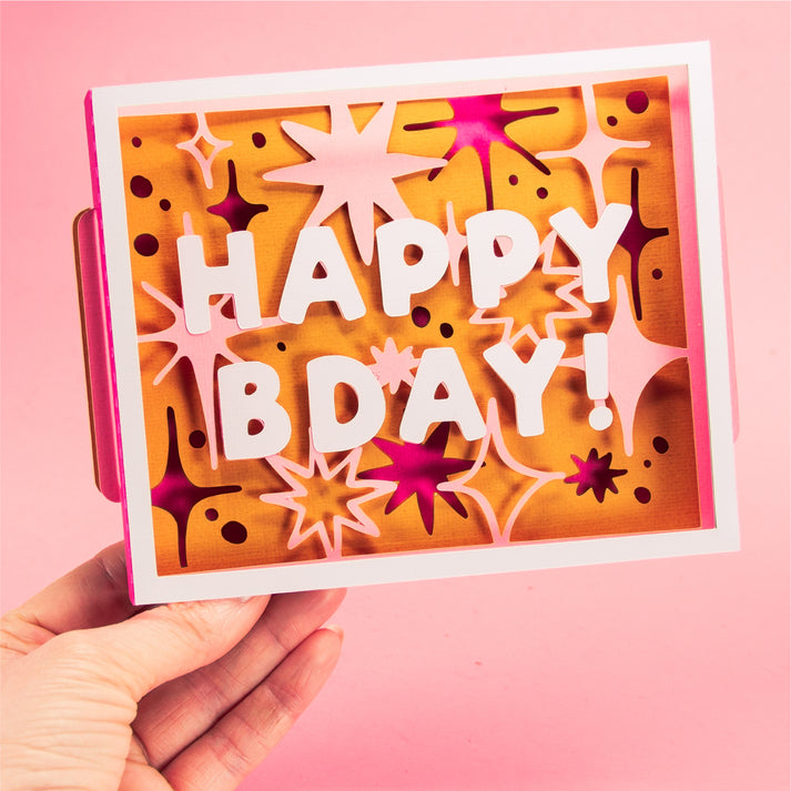 Happy Bday! Stars Card - 3D Birthday Card SVG – Furrow and Feather SVG