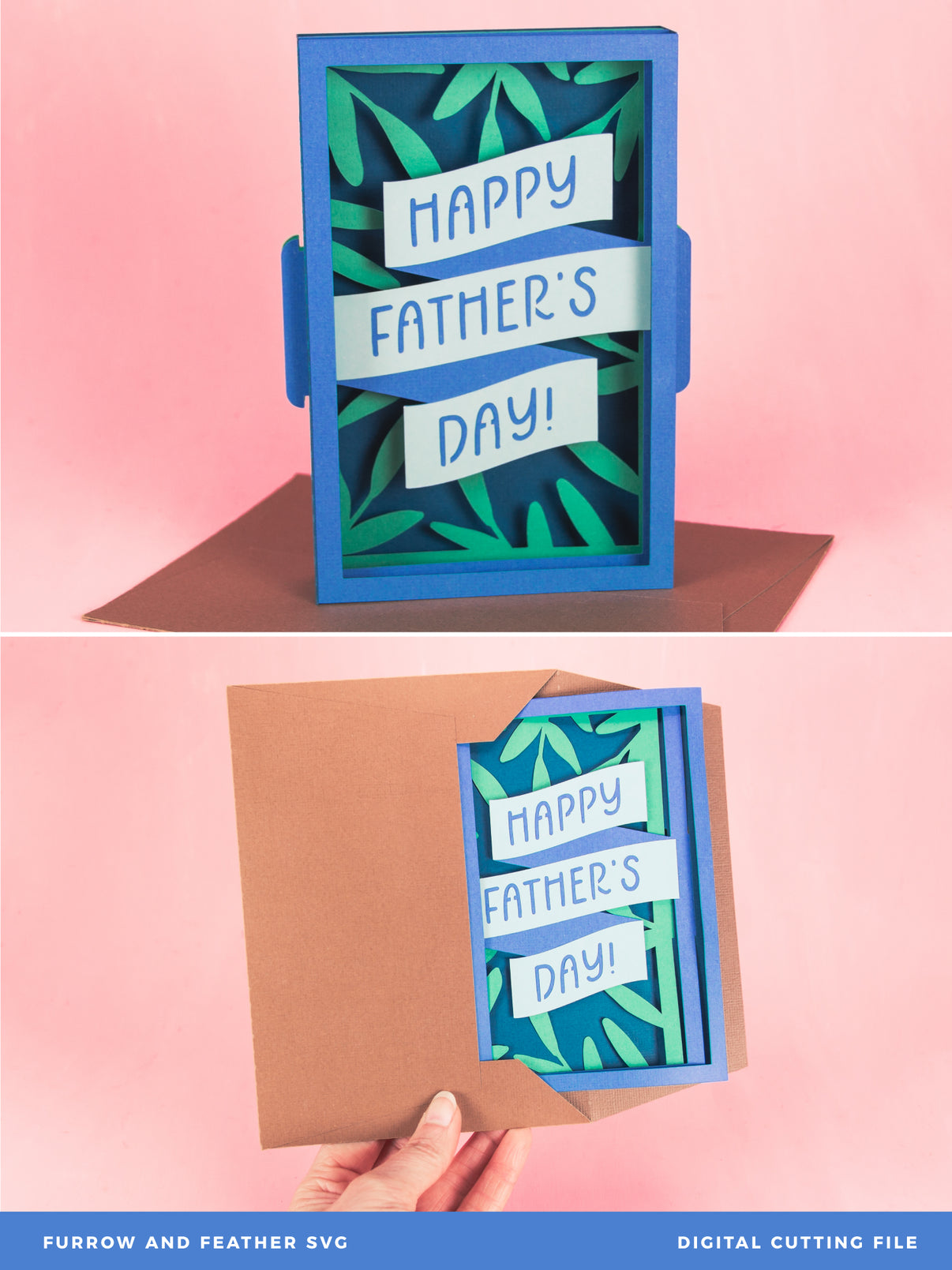 Happy Father's Day Card - 3D Dad and Grandpa Card SVG – Furrow and ...
