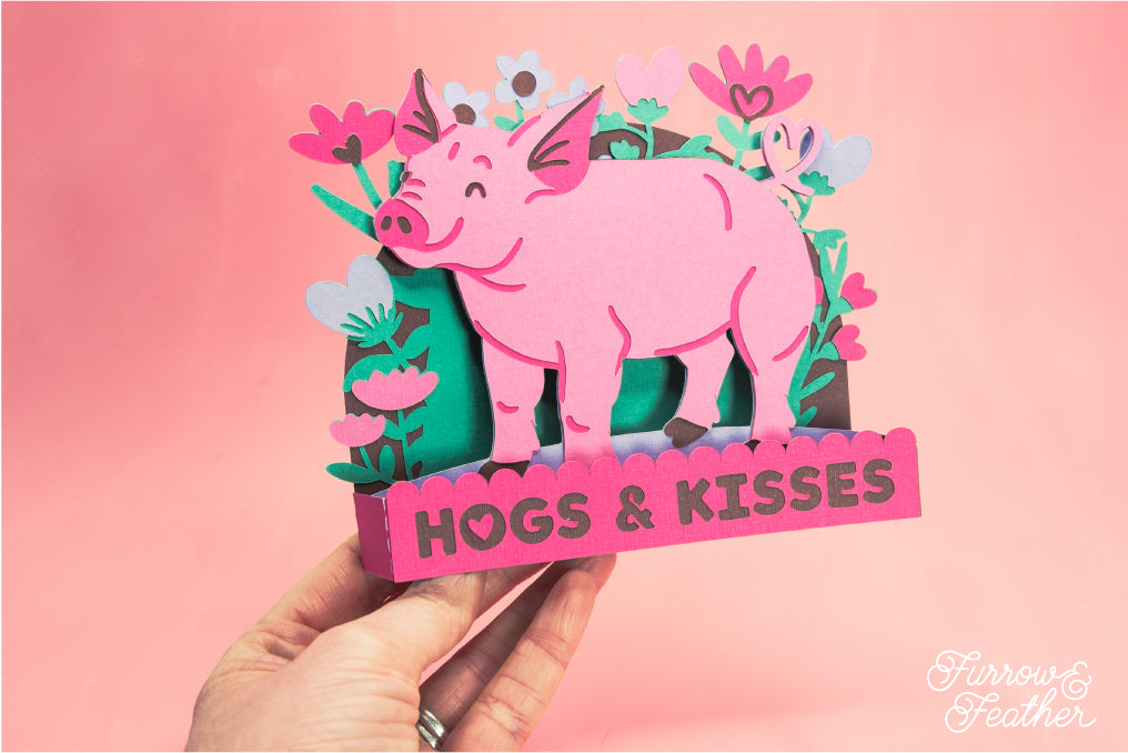 Hogs and Kisses Card SVG - Valentine's Day SVG – Furrow and Feather SVG