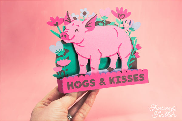 Hogs and Kisses Card SVG - Valentine's Day SVG – Furrow and Feather SVG