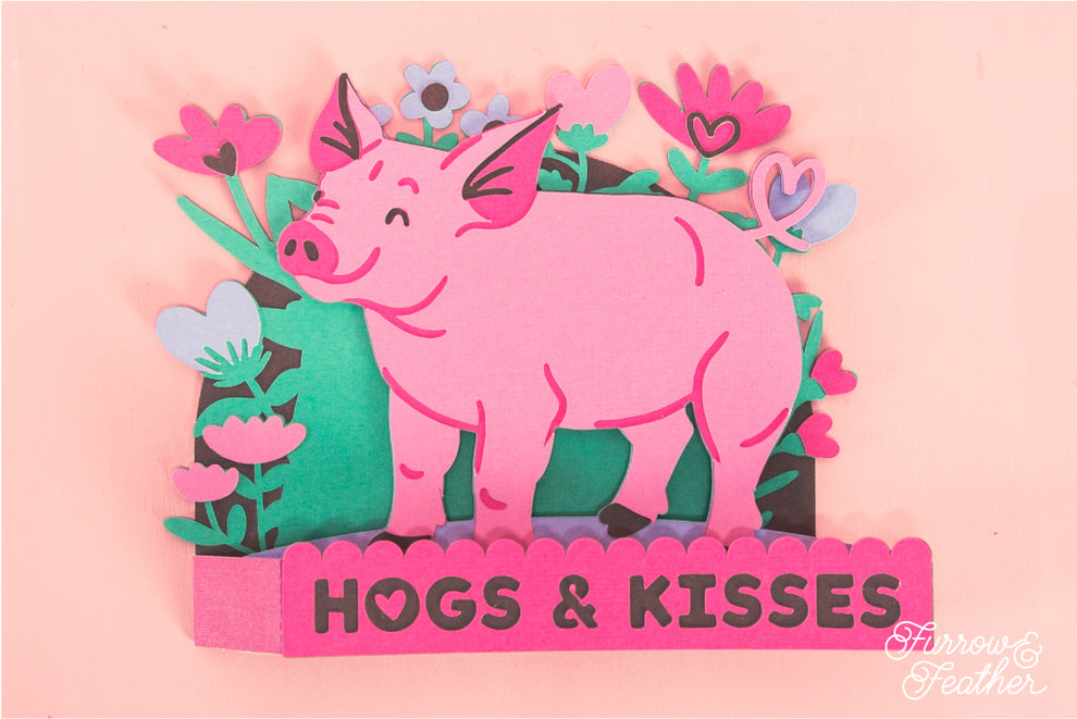 Hogs and Kisses Card SVG - Valentine's Day SVG – Furrow and Feather SVG
