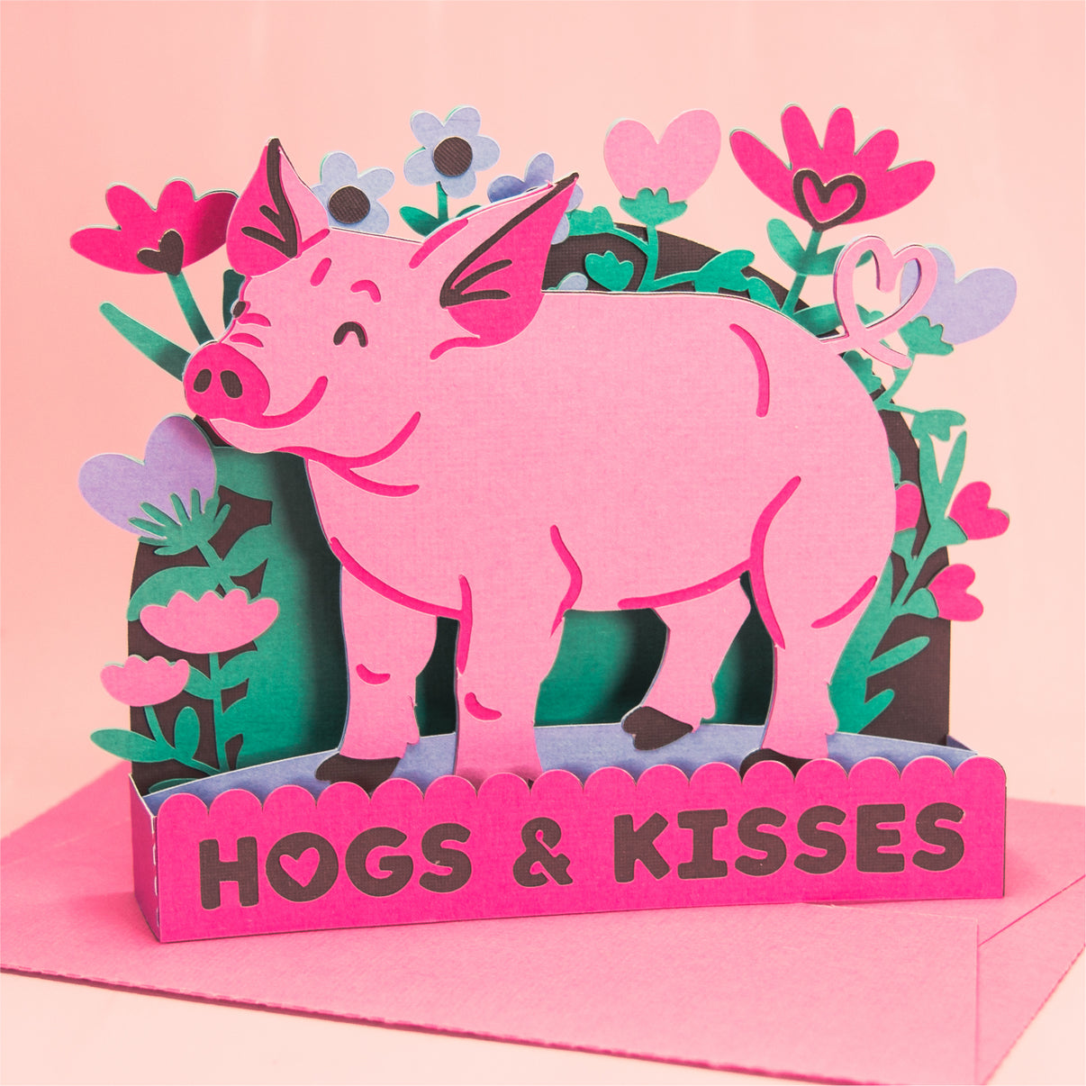 Hogs and Kisses Card SVG - Valentine's Day SVG – Furrow and Feather SVG