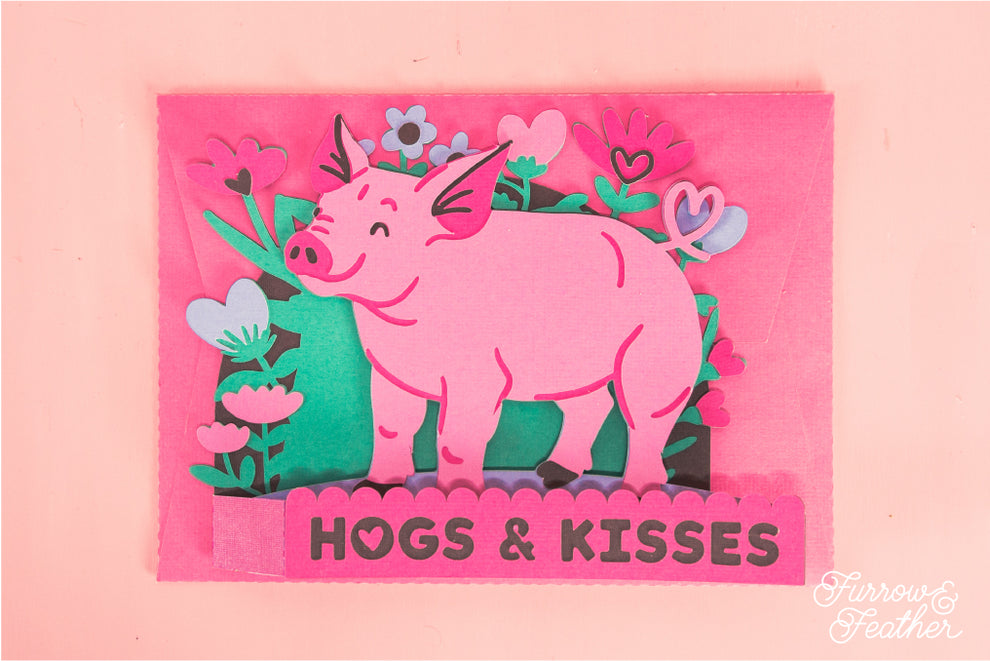 Hogs and Kisses Card SVG - Valentine's Day SVG – Furrow and Feather SVG