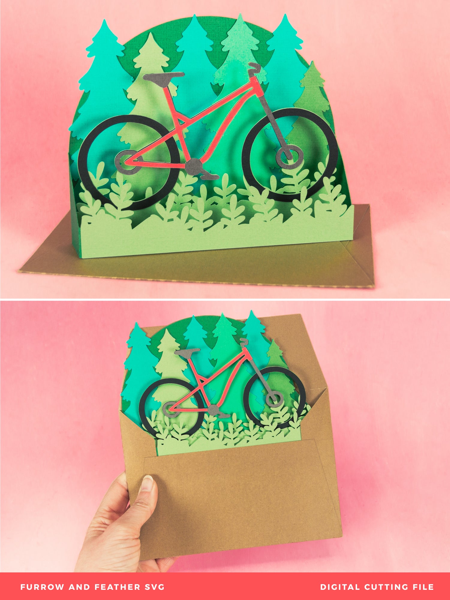 Mountain Bike Card - 3D Biking Card SVG – Furrow and Feather SVG