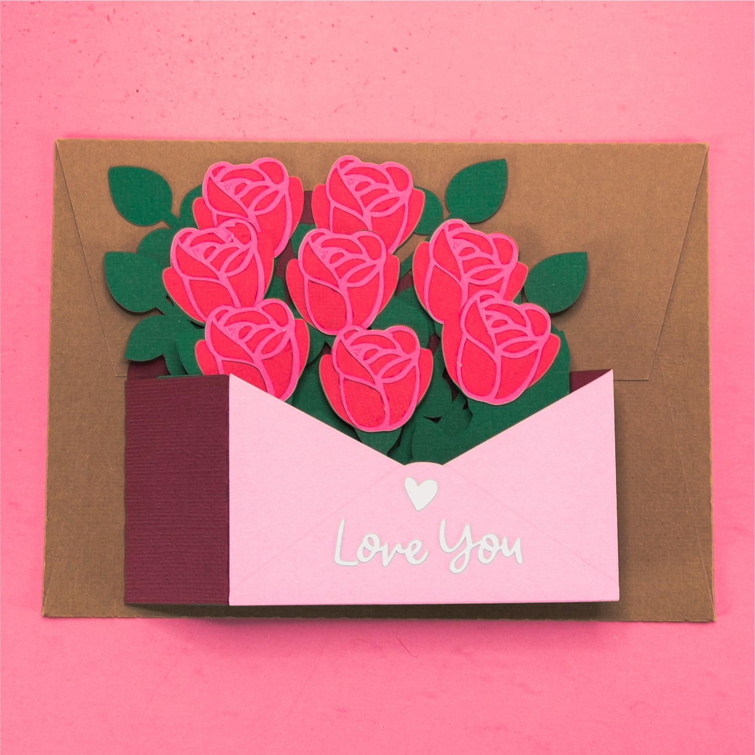 Rose Envelope Card - 3D Valentine's Day Card SVG – Furrow and Feather SVG