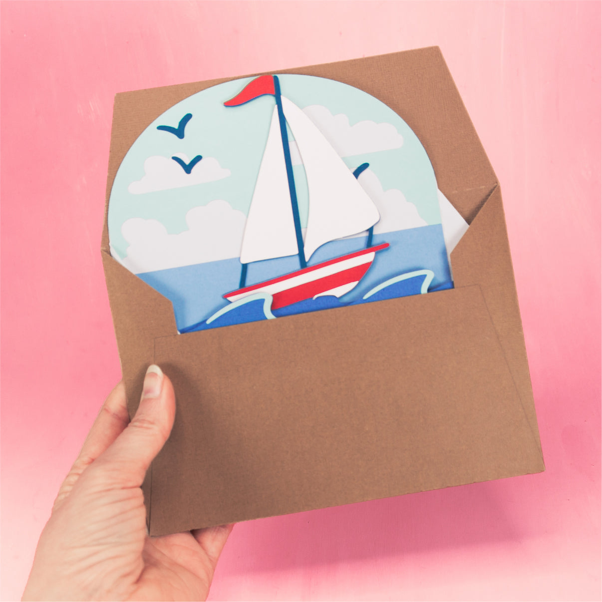 Sailboat Card - 3D Summer Card SVG – Furrow and Feather SVG