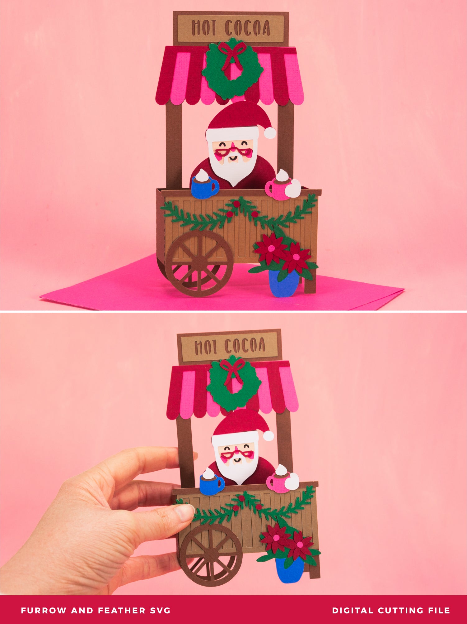 Santa Hot Cocoa Stand - Christmas Card SVG – Furrow and Feather SVG
