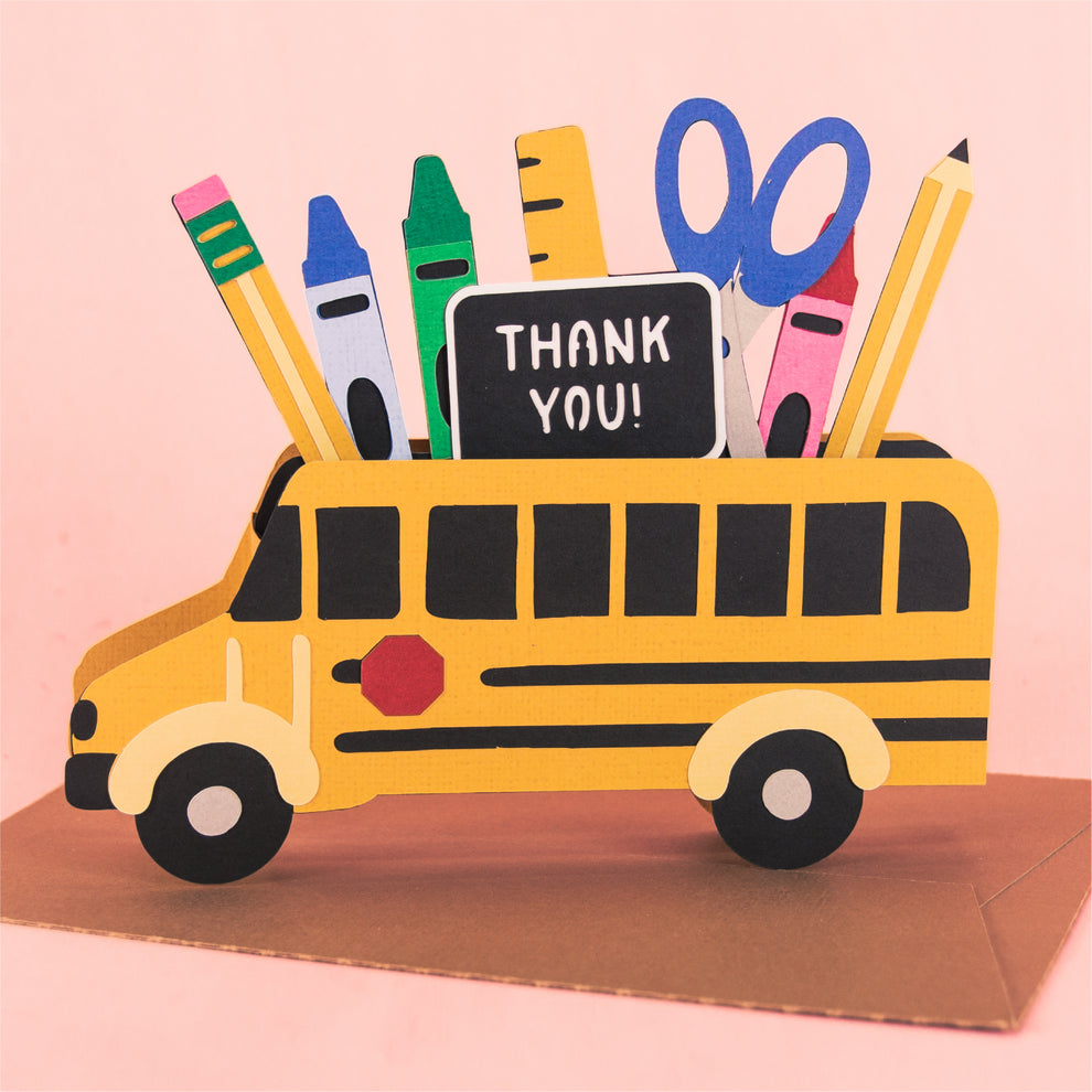 School Bus Card - Teacher Appreciation Card SVG – Furrow and Feather SVG