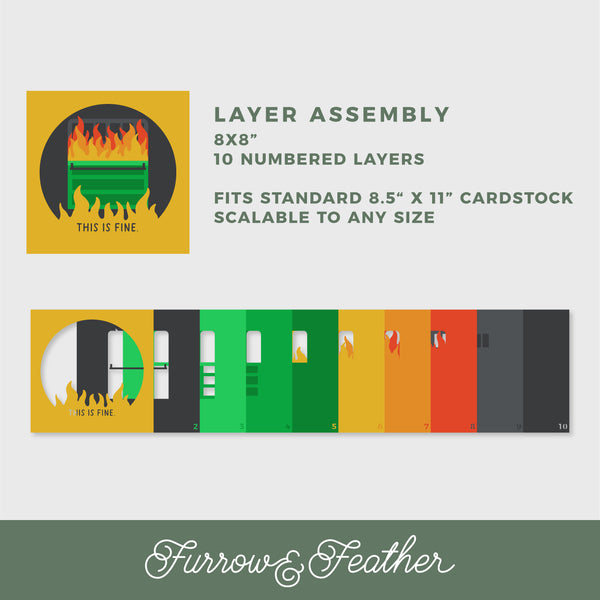 Dumpster Fire Shadow Box - 3D Funny Shadowbox SVG – Furrow and Feather SVG