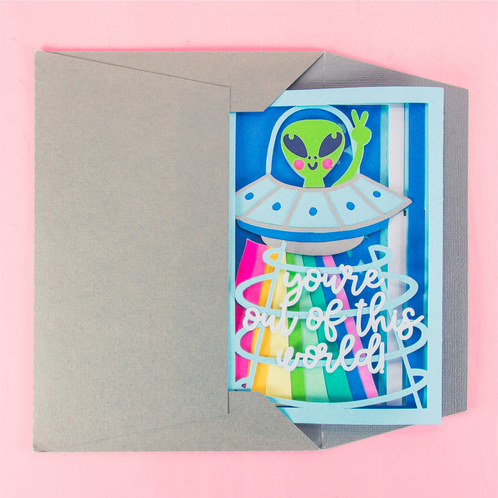UFO Spaceship Card - 3D Any Occasion Card SVG – Furrow and Feather SVG