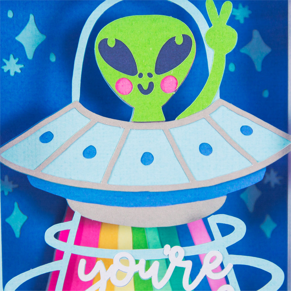 UFO Spaceship Card - 3D Any Occasion Card SVG – Furrow and Feather SVG