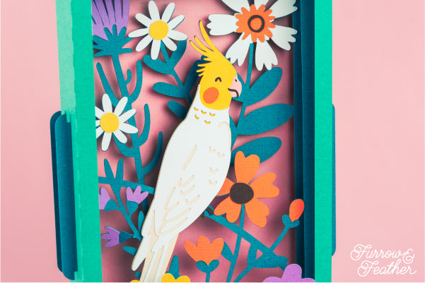 Wildflower Cockatiel Card SVG – Furrow and Feather SVG