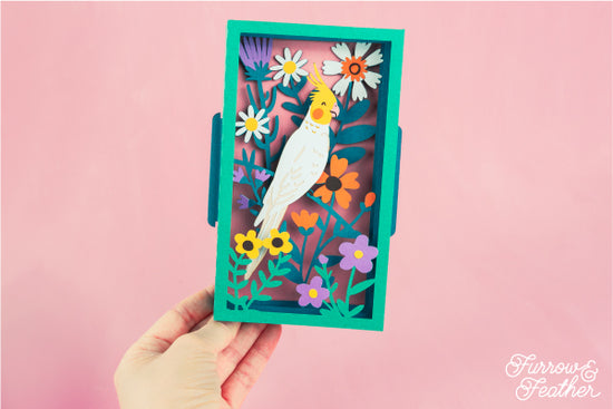 Wildflower Cockatiel Card SVG – Furrow and Feather SVG