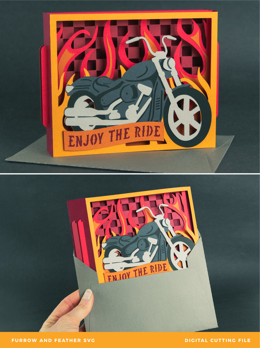 Motorcycle Card SVG – Furrow and Feather SVG