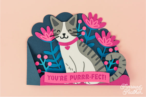 You’re Purrr-fect Kitty Card SVG – Furrow and Feather SVG